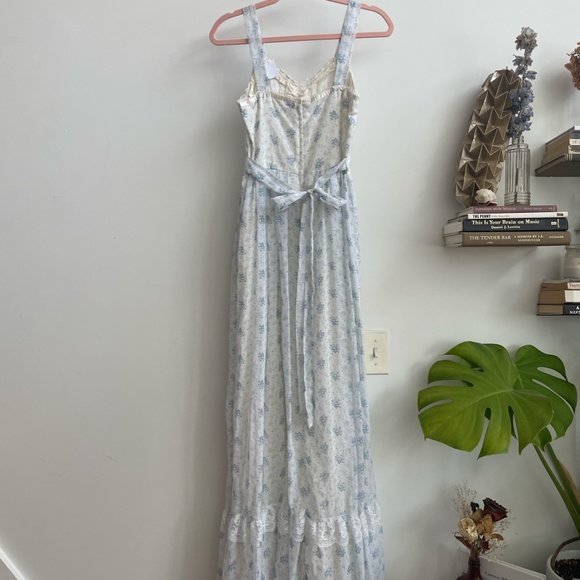 Dresses | Vintage Gunne Sax Light Blue Floral Maxi Dress | Poshmark